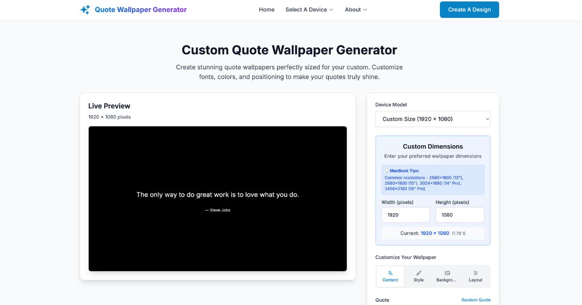 Custom Quote Wallpaper Generator - Create Any Size Quote Backgrounds ...